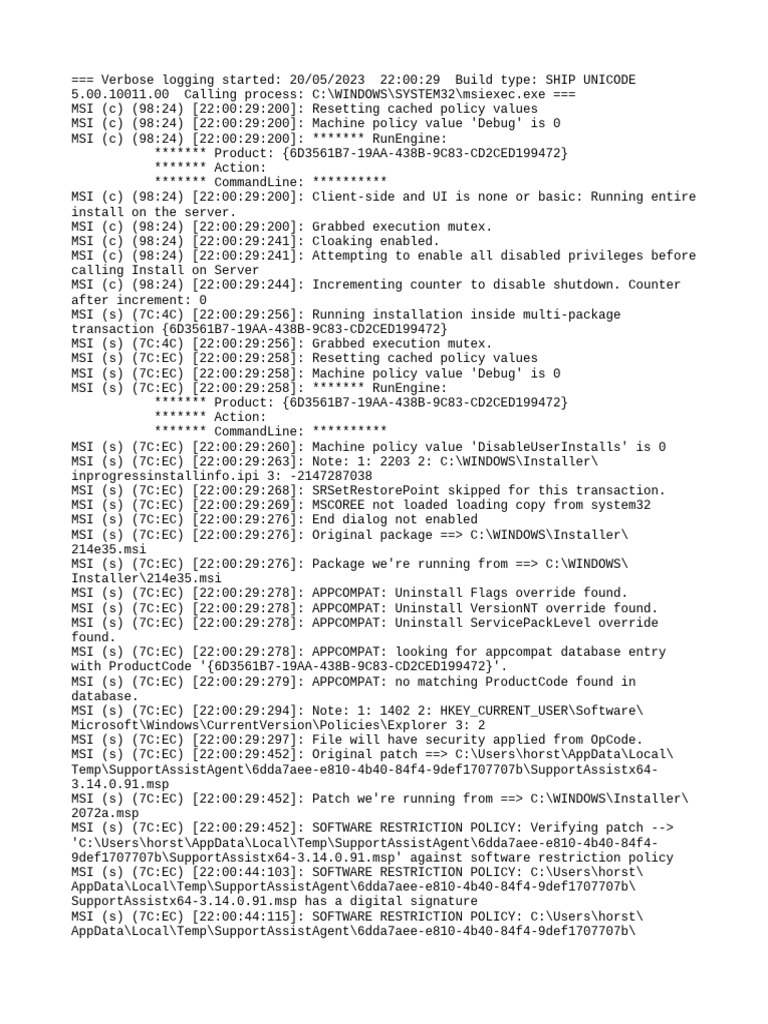 MSI Installation Log Analysis | PDF | Computing | Computer Architecture