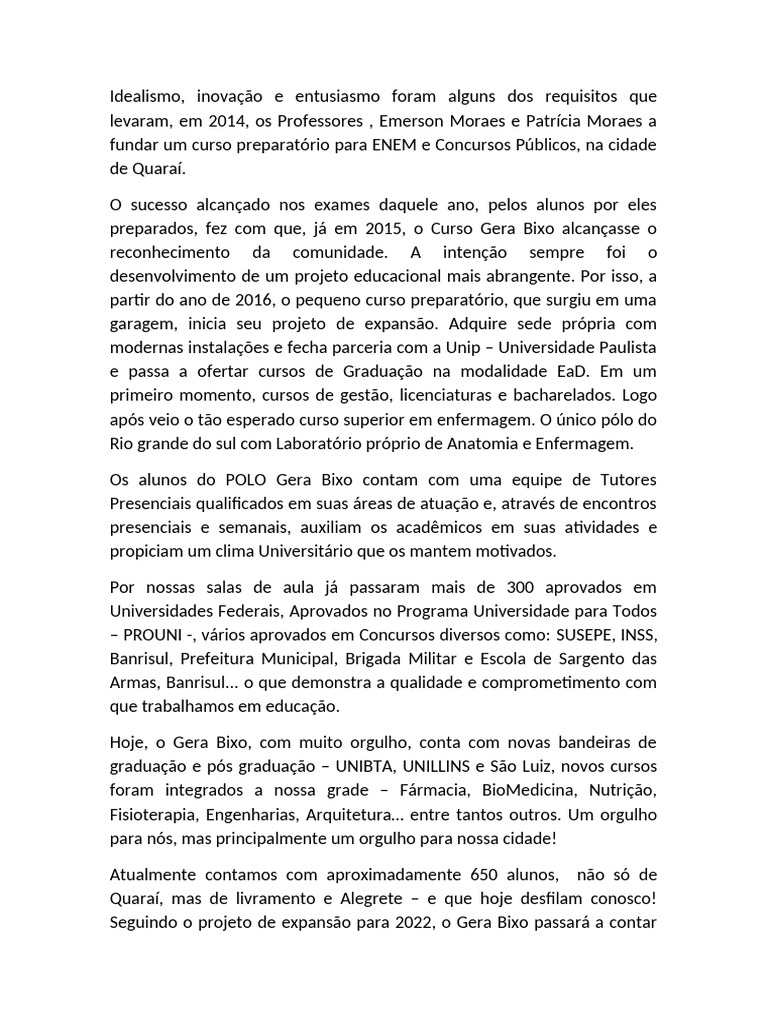 Histórico do Gera (1) | PDF