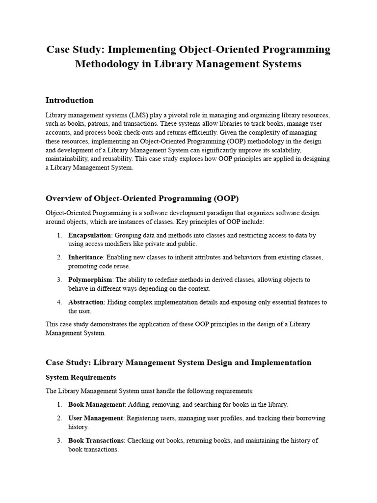 OOPM casestudyLMS Aditya | PDF | Class (Computer Programming) | Object Oriented Programming