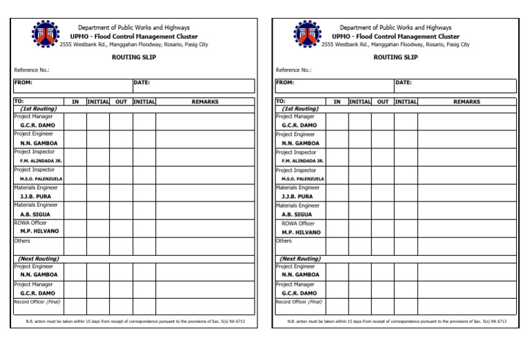 Routing Slip 2024 (Final) | PDF