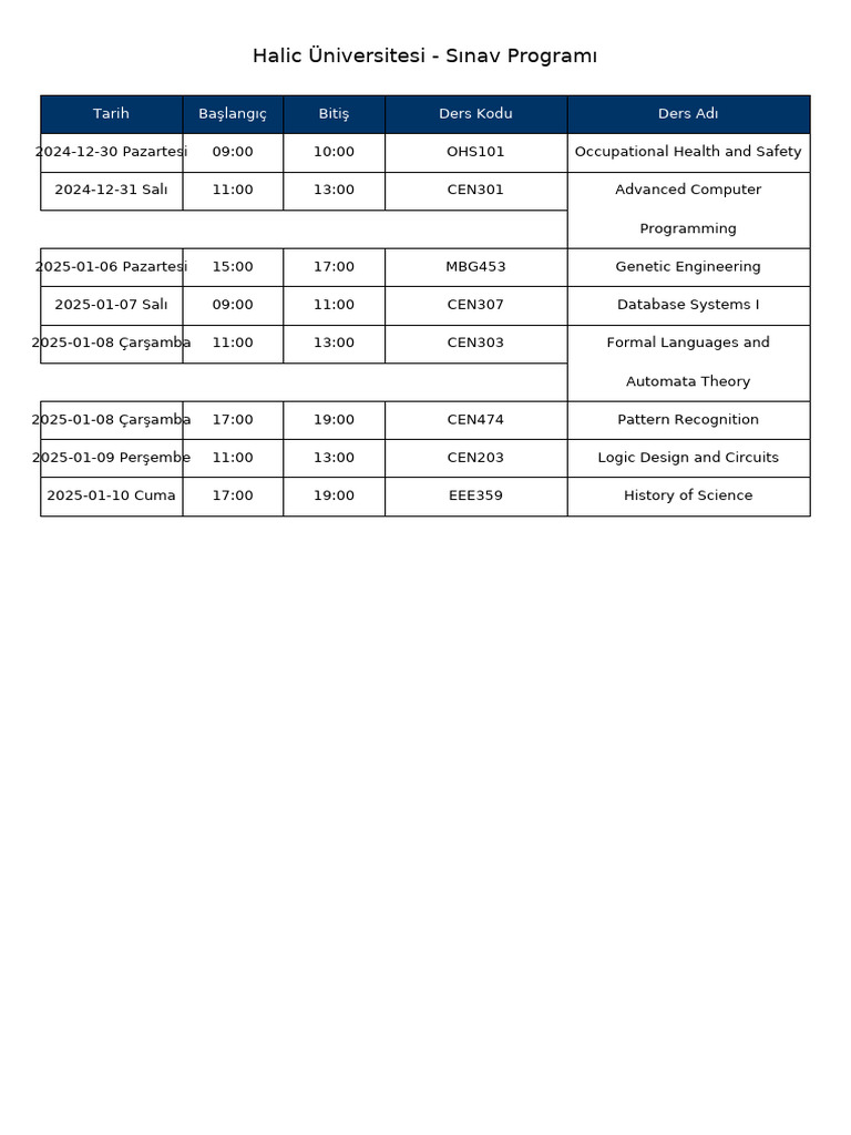 Sinav Programi | PDF