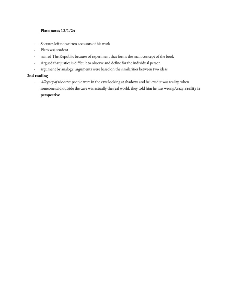 Plato notes 12_1_24 | PDF