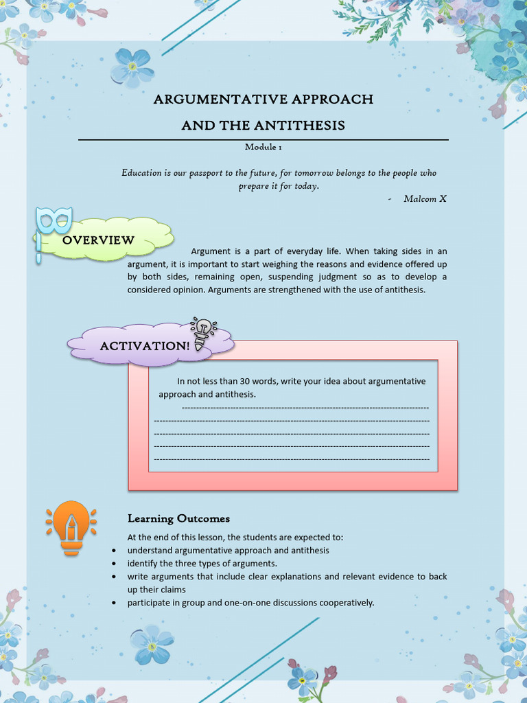 Argumentative Approach & Antithesis | PDF | Argument