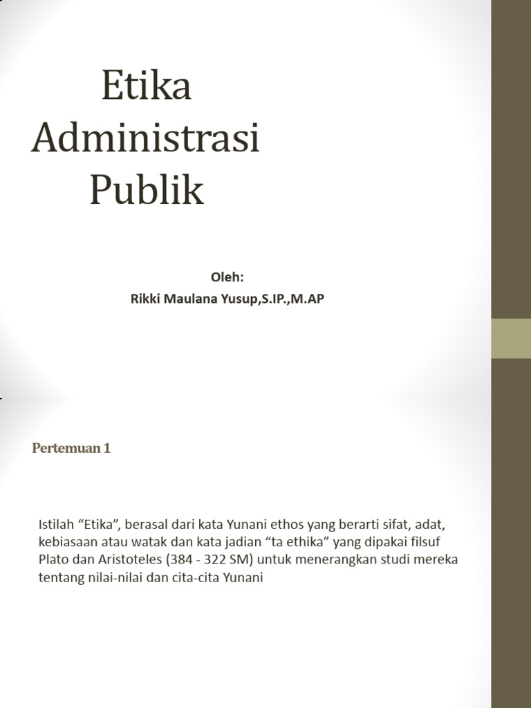 I & II. Etika Administrasi Publik | PDF