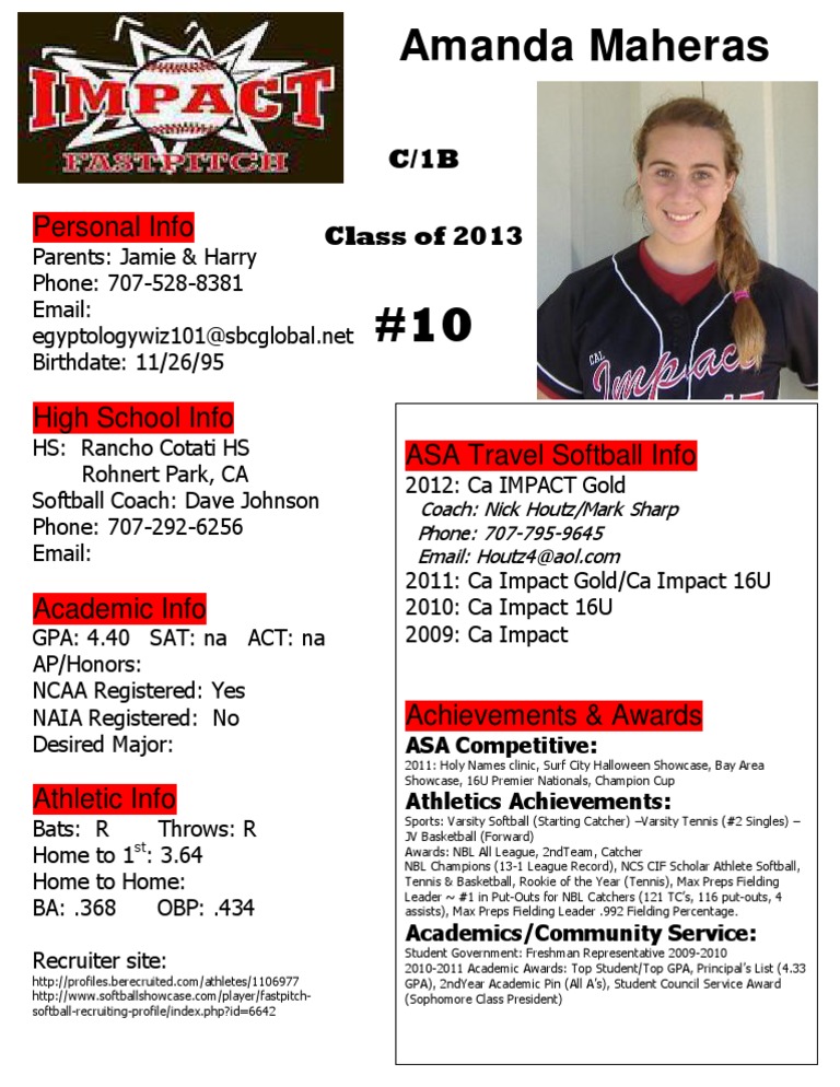 Softball Star Amanda Maheras | PDF