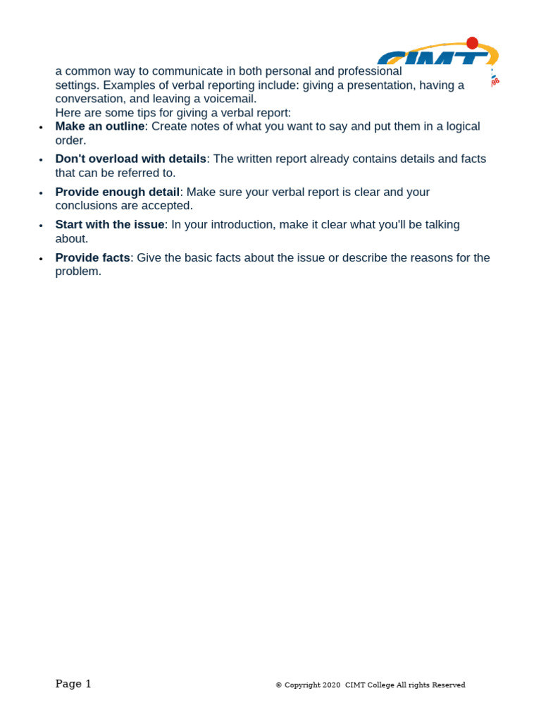 verbal reporting | PDF