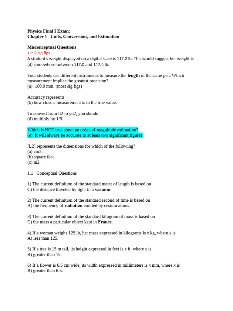 Physics Final Exam Review Guide | PDF | Force | Acceleration