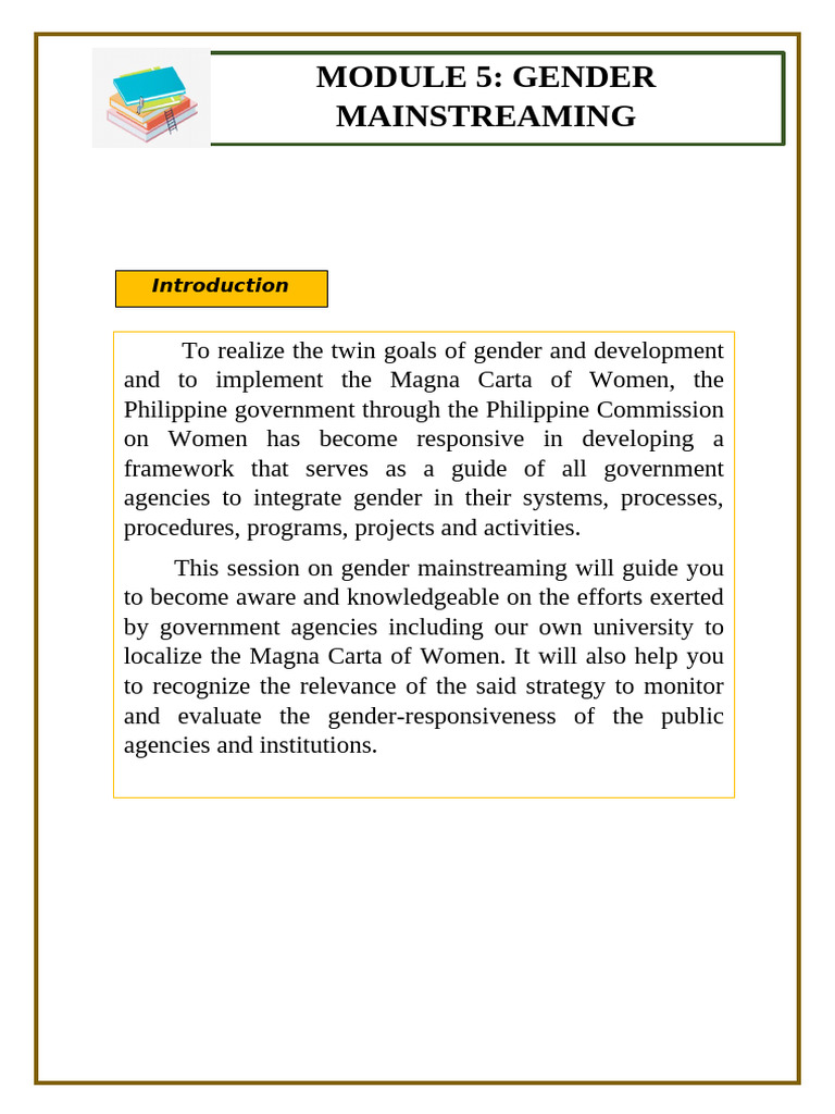 GS-MODULE-5 | PDF | Gender Mainstreaming | Gender