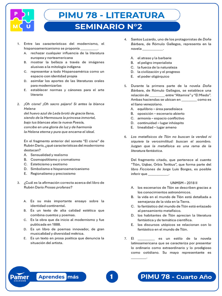 Seminario 8_LITERATURA_PIMU_4TO AÑO | PDF | Fantasía