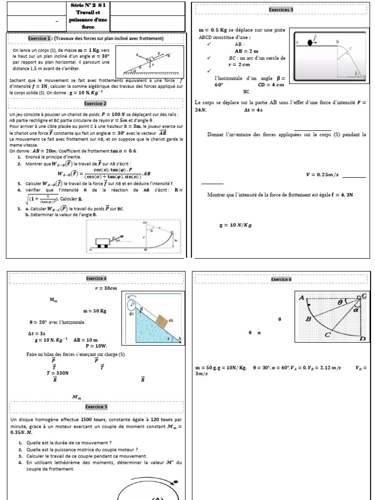 2. série 2 Travail et puissance | PDF | Poids | Puissance (physique)