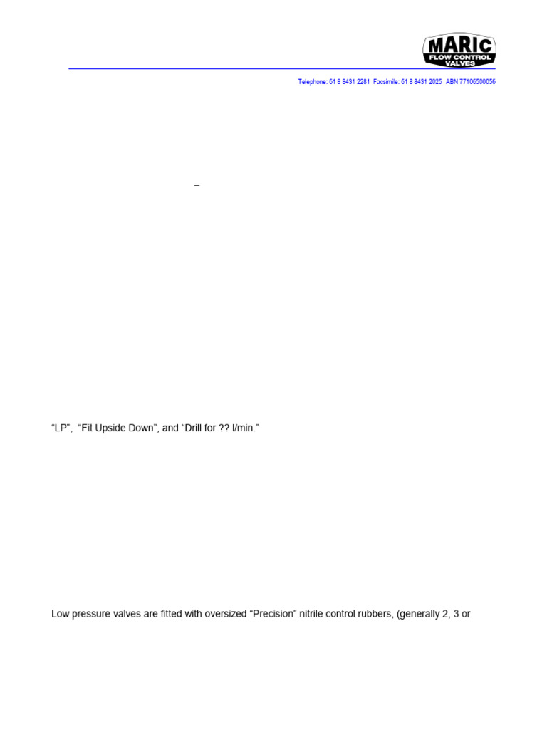 Low Pressure Valve Specifications Guide | PDF | Flow Measurement | Gases