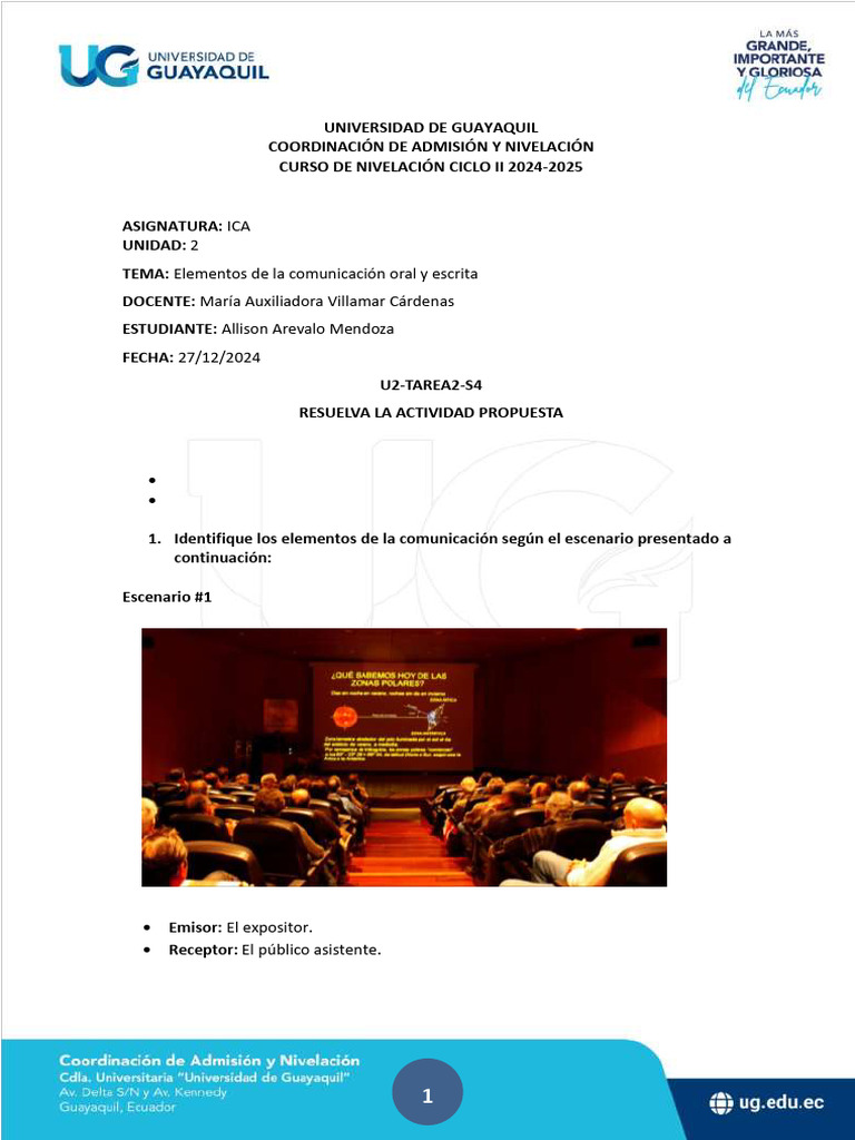 U2 TAREA 2 S4 - Arevalo Allison | PDF | Comunicación | Comunicación humana