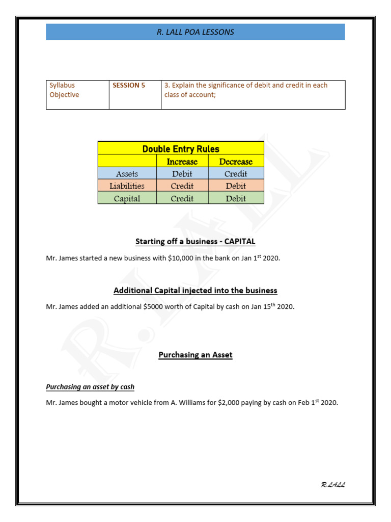 Session 5 Ledgers 2 - Capital, Assets, Liabilities | PDF | Debits And Credits | Financial Services