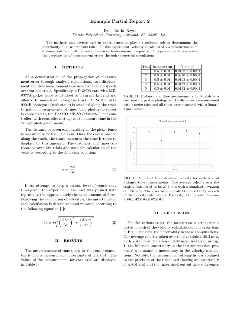 Physics Lab Report Template Pdf Uncertainty Standard Error