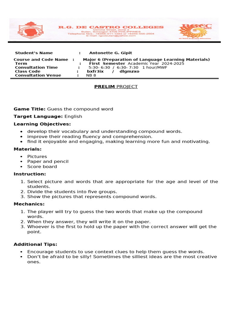 2024 - Major 6 PRELIM PROJECT | PDF