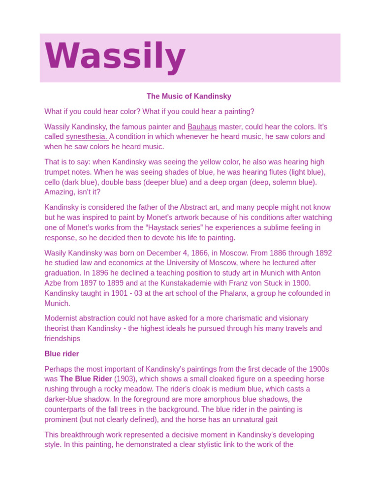 The Music of Kandinsky | PDF | Wassily Kandinsky | Abstract Art