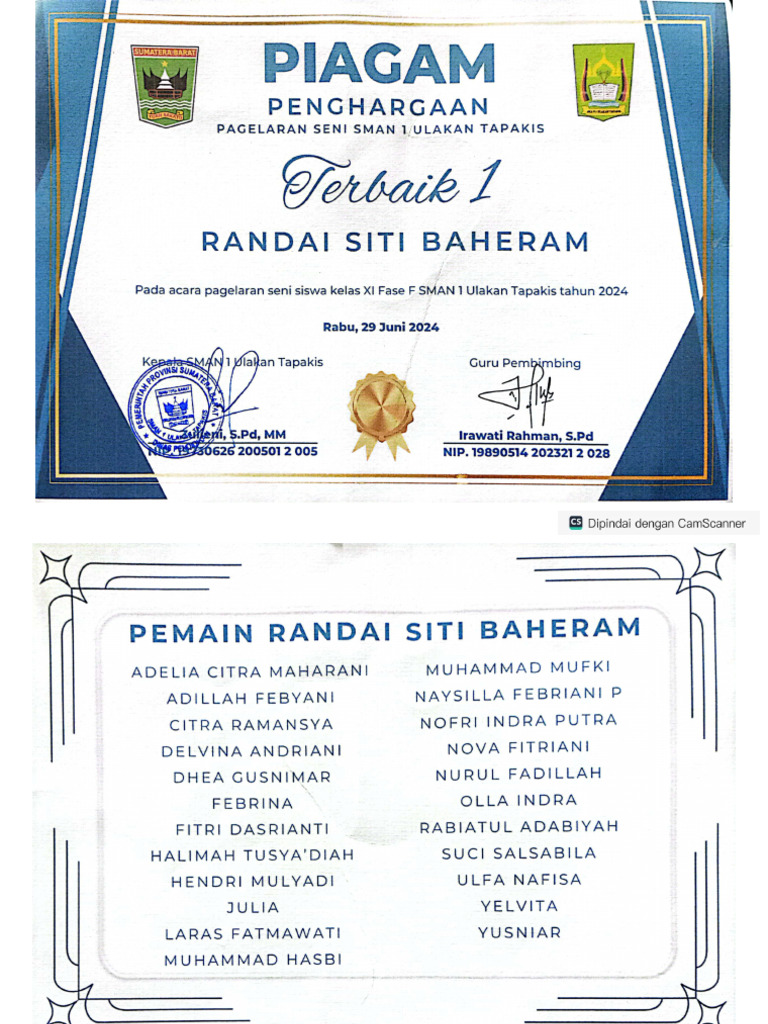 Piagam Terbaik 1 | PDF