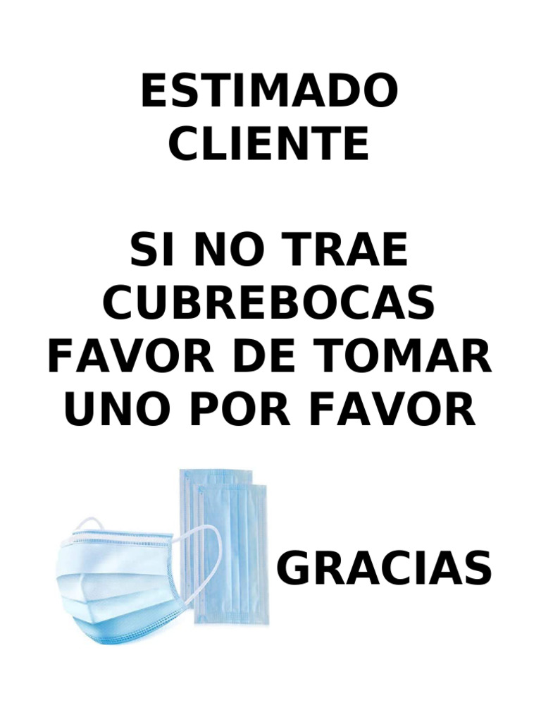 Estimado Cliente - Cubrebocas | PDF