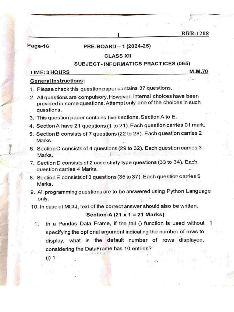 QP 12 IP PB1 RO DELHI 2024 | PDF