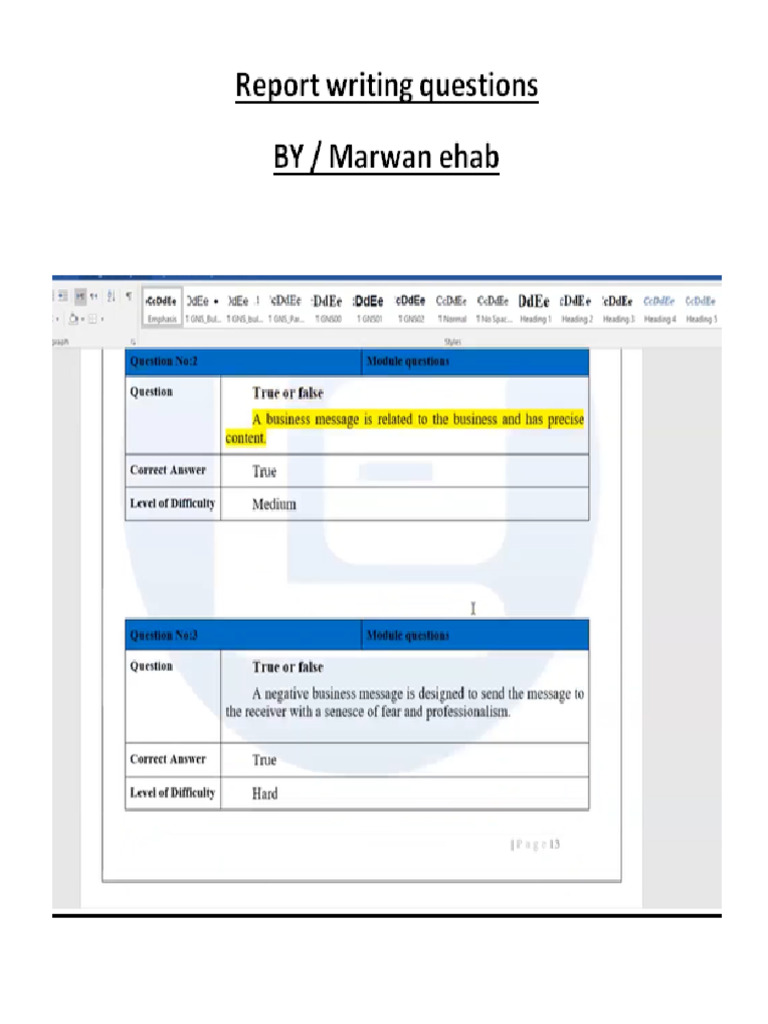 report writing final revision | PDF