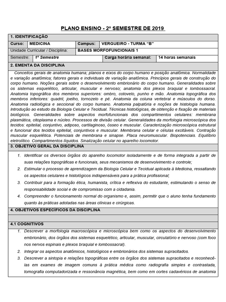 bmf1- 1o semestre | PDF | Anatomia | Corpo humano