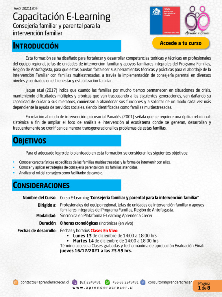 Programa Curso Consejería | PDF