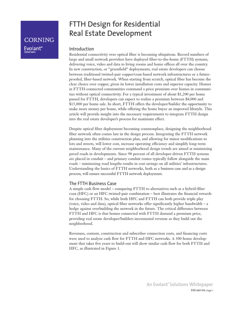FTTH Design For Residential | PDF | Fiber To The X | Finance (General)
