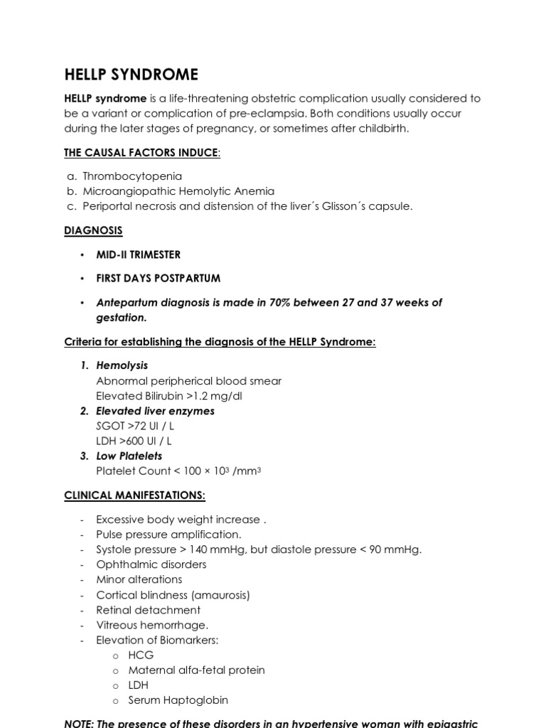 HELLP Syndrome | PDF | Human Pregnancy | Maternal Health