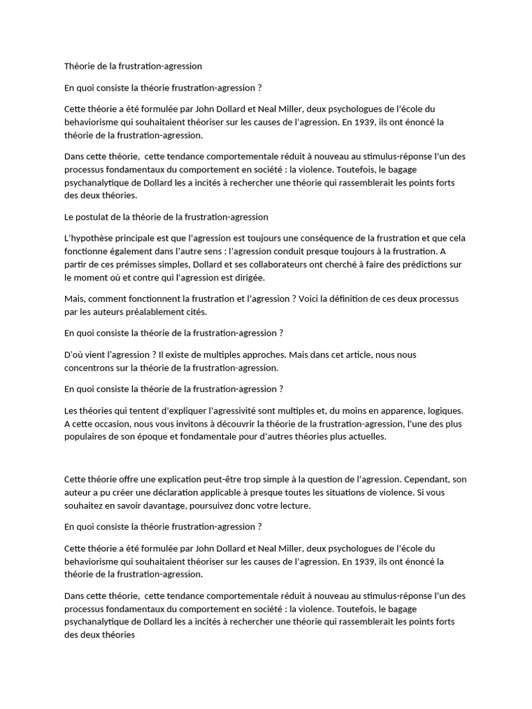 Théorie de la frustration-agression | PDF | Agression | Behaviorisme