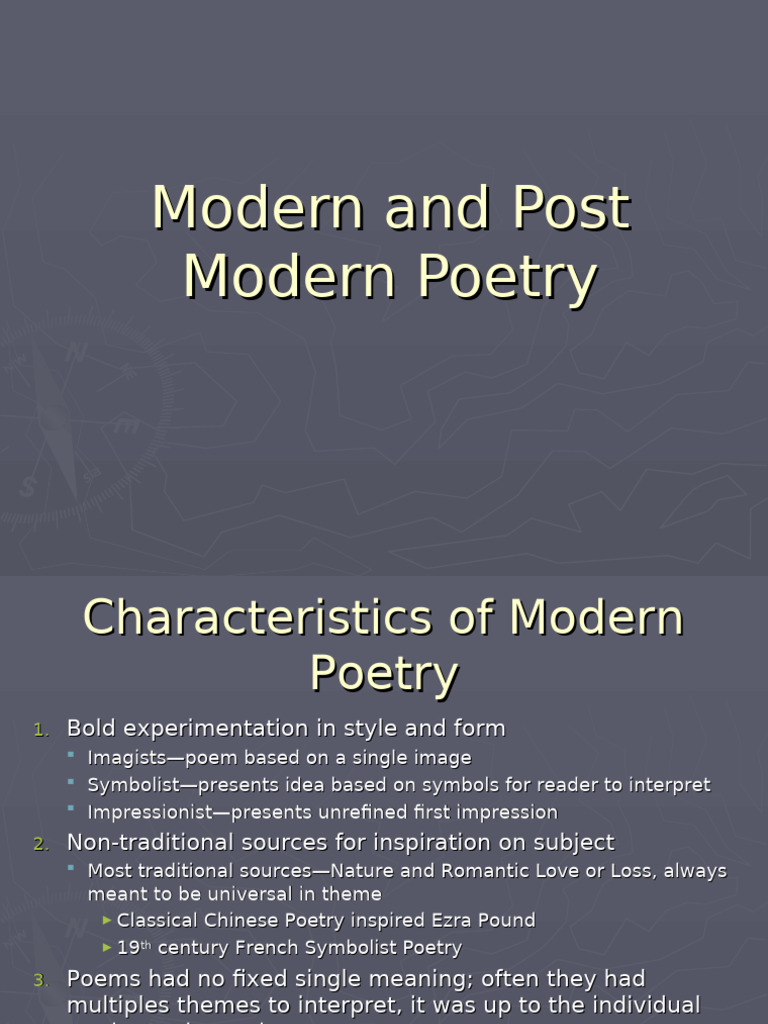 Modern and Contemporary Poetry Notes | PDF | Poetry | Symbolism (Arts)
