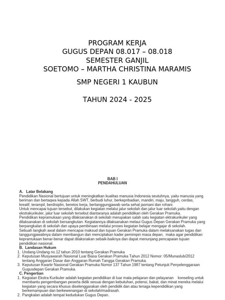 PROGRAM KERJA GUDEP 2024 | PDF