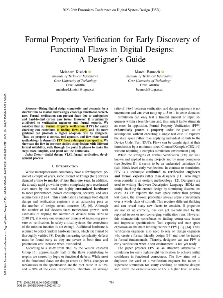 Formal Property Verification For Early Discovery of Functional Flaws in Digital Designs A ...