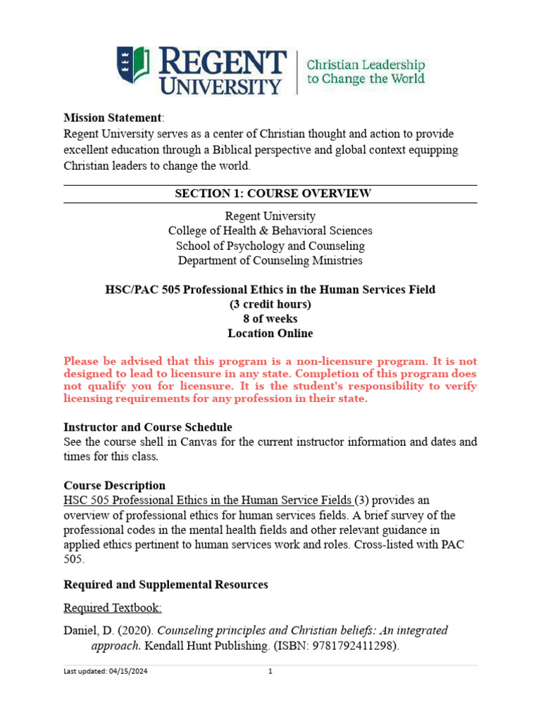 505 HSC - PAC Professional Ethics in The Human Services Field 2024 ...