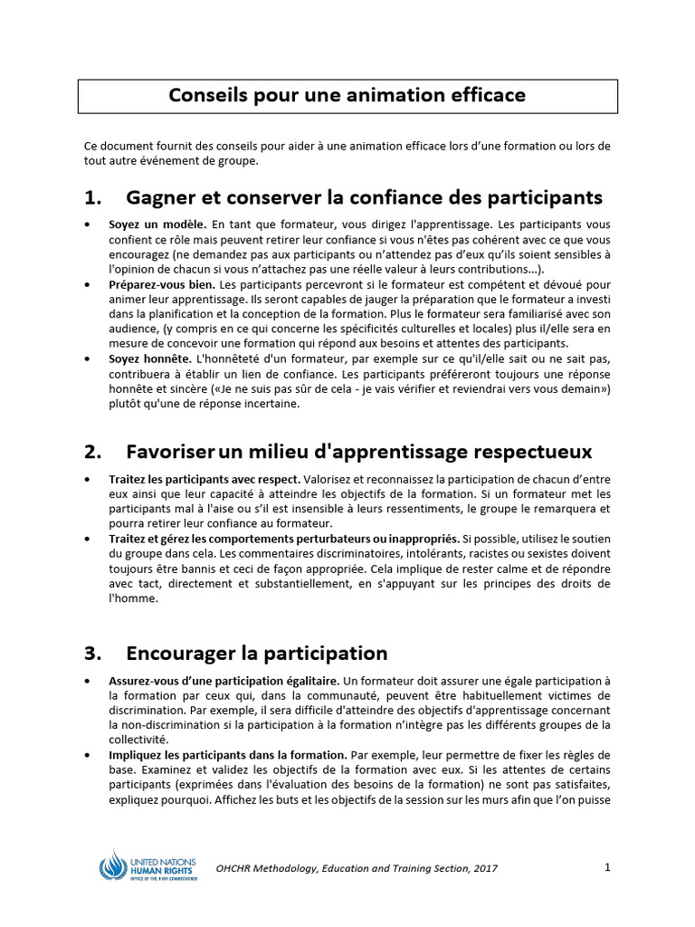 Conseils pour une animation efficace en formation | PDF | Apprentissage