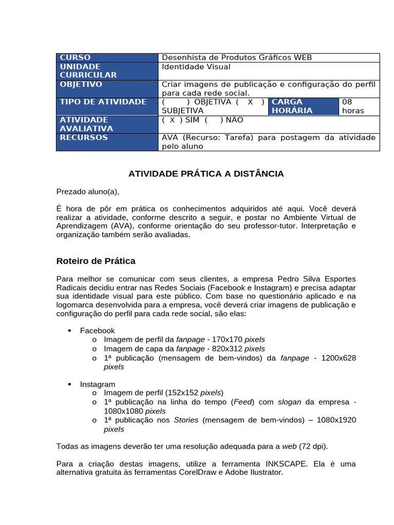 Atividade Prática | PDF | Imagem | Facebook