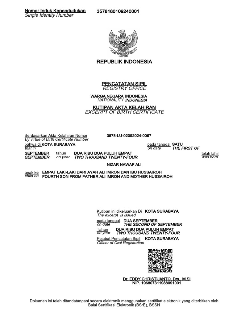 Akta Anak Nizar Nawaf Ali | PDF