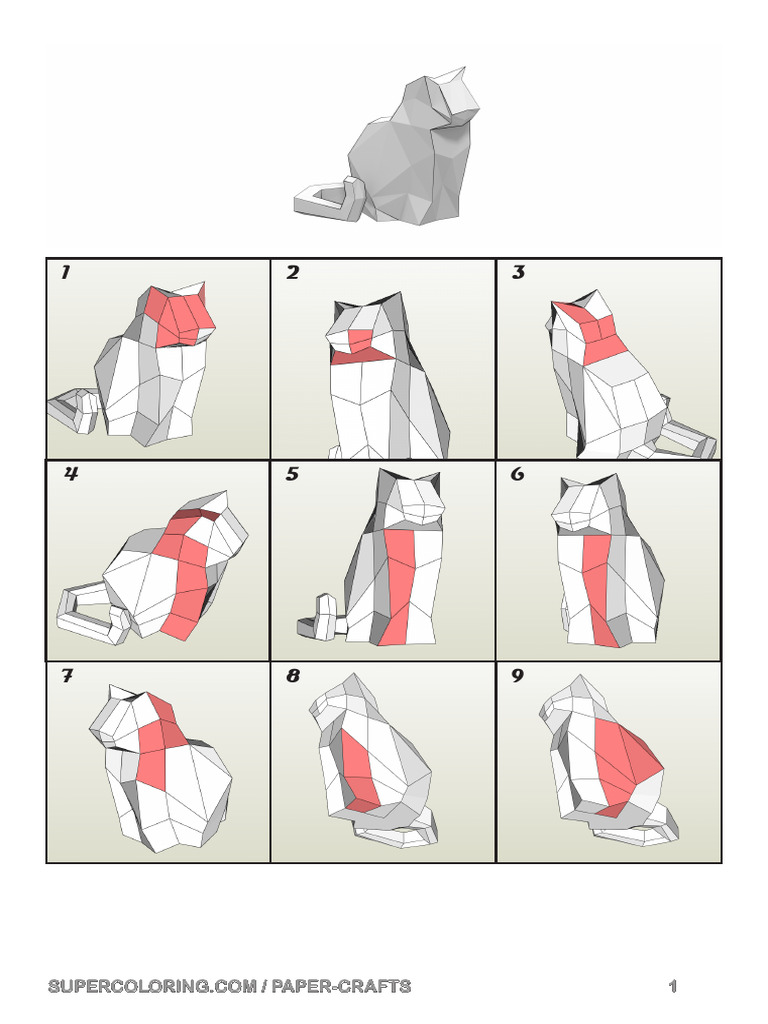 Low Poly Cute Cat Paper Crafts | PDF