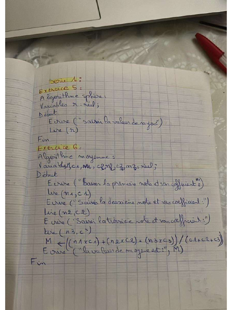 Corrigé - Série-1-Informatique-1-23-24 | PDF