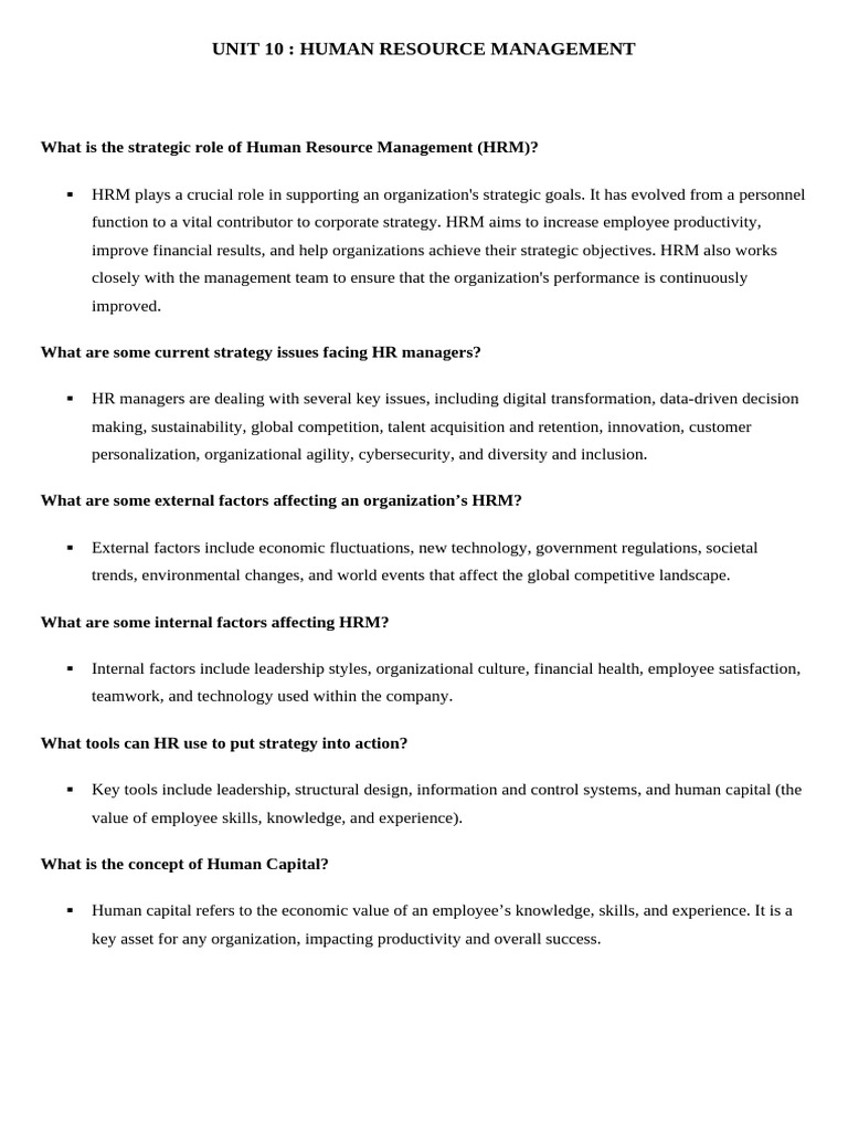 UNIT 10 STUDY NOTES | PDF | Human Resource Management | Recruitment
