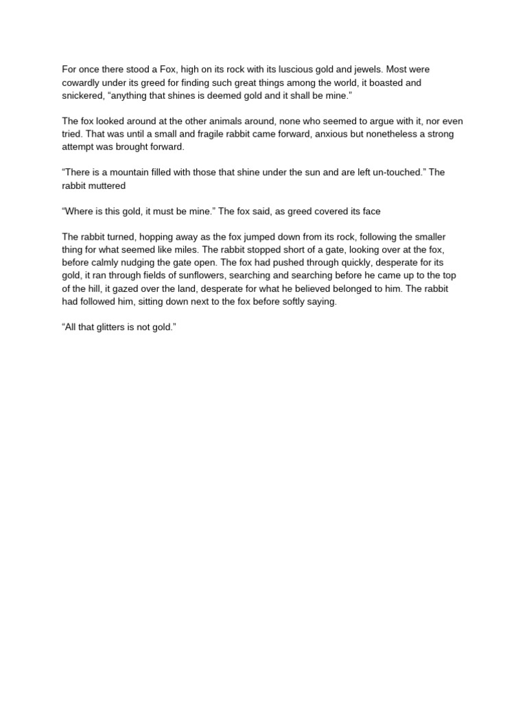 Fable, Writing Assignment | PDF