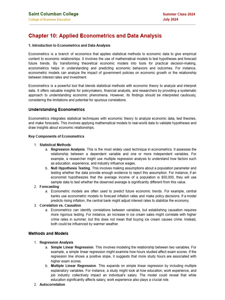 Lesson 10 - Managerial Economics - 240721 - 220617 | PDF | Econometrics ...