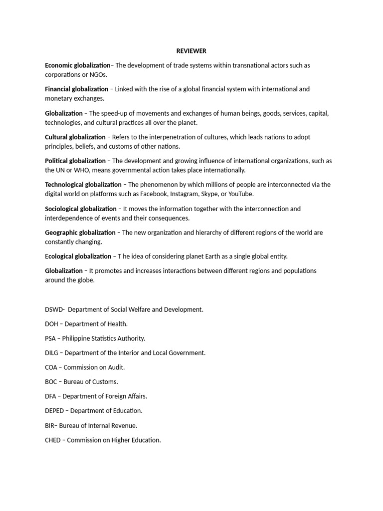 AP8- REVIEWER 2QA | PDF | Globalization | Cultural Globalization