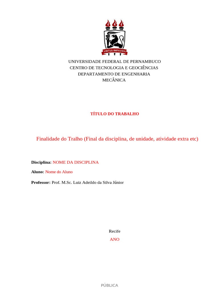 Template para Desenvolvimento de Trabalhos | PDF