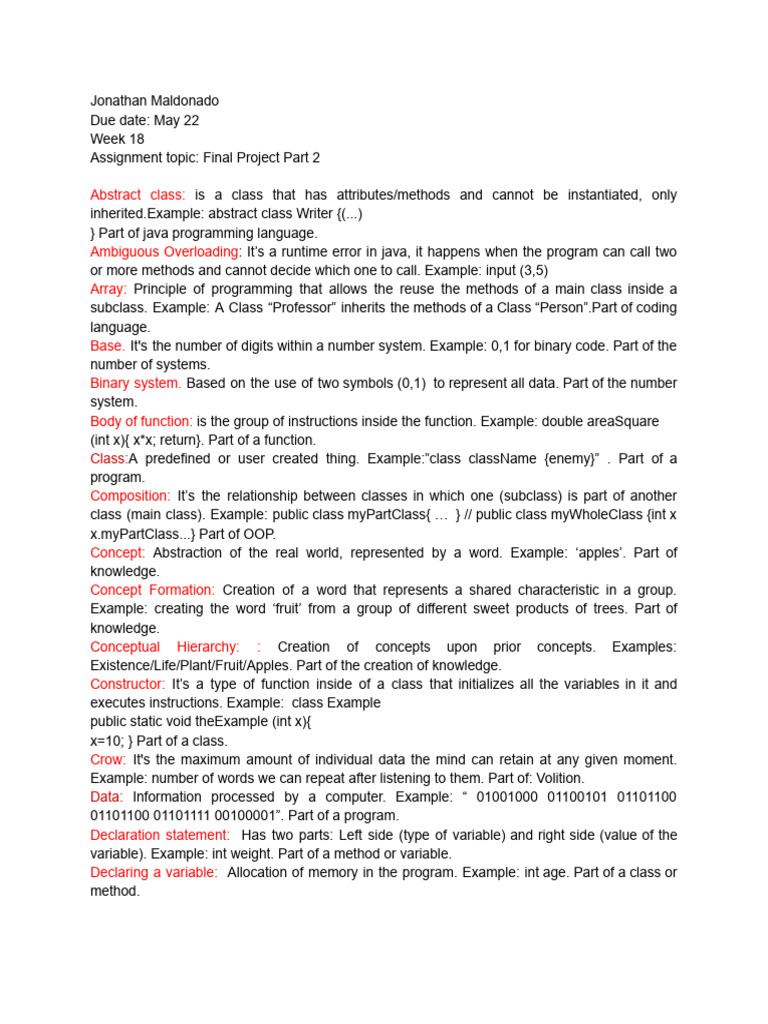 Week 18 Jonathan Maldonado Final Project Part 2 | PDF | Method ...