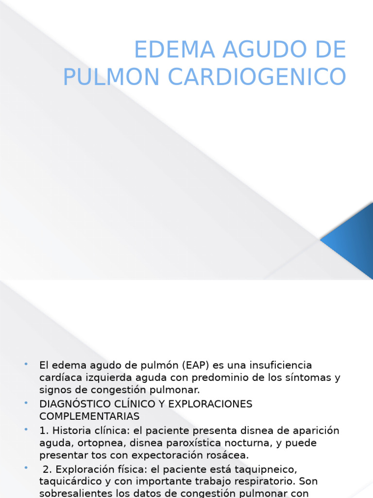 Edema Agudo de Pulmon Cardiogenico | PDF | Insuficiencia cardíaca ...