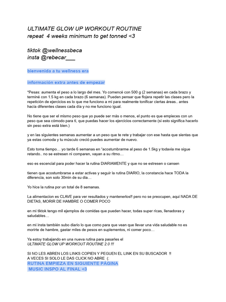 Ultimate Glow Up Workout Routine | PDF