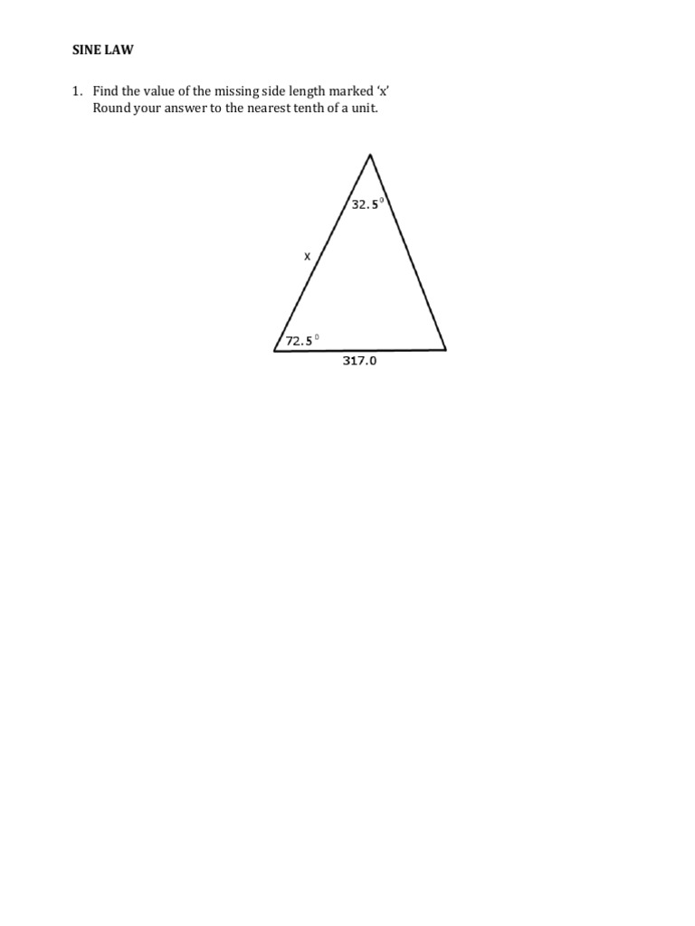 Sine Law Practice Problems | PDF