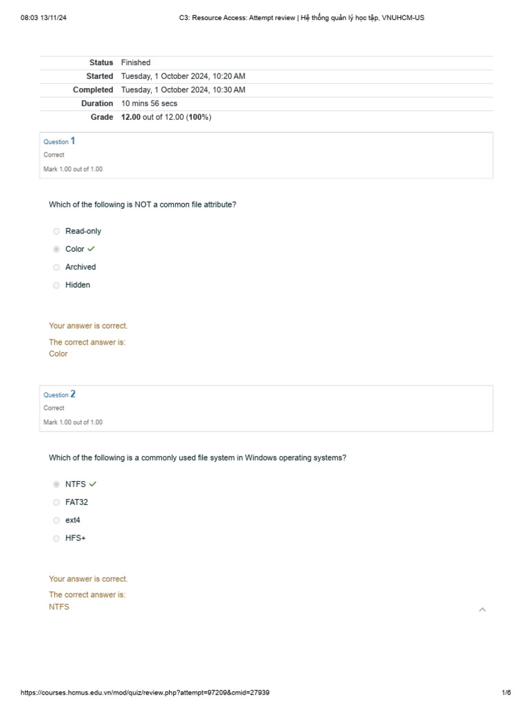 C3 - Resource Access - Attempt review - Hệ thống quản lý học tập ...