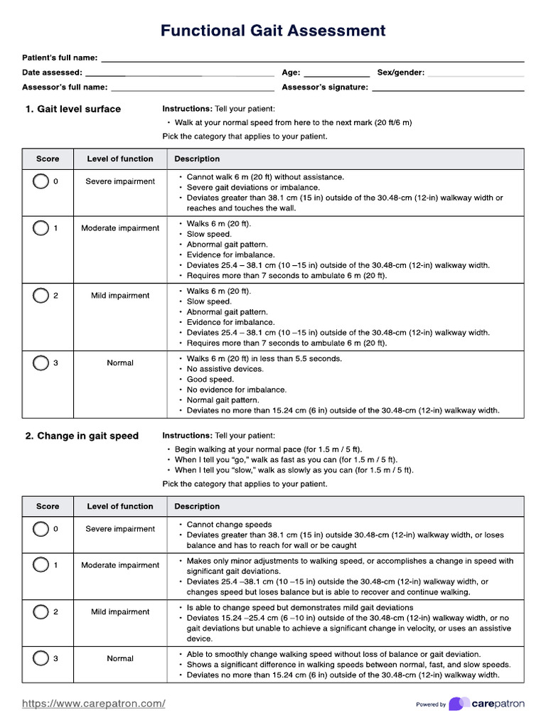 Functional Gait Assessment | PDF