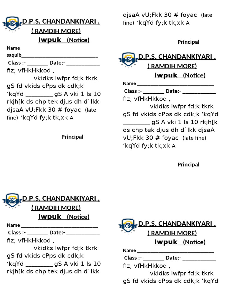 Dps Notice For Fee A4 | PDF